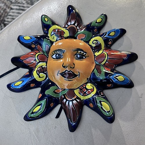 Talavera Sun Face Folk Art Mexican Pottery Hand Painted Home Decor 7 ...