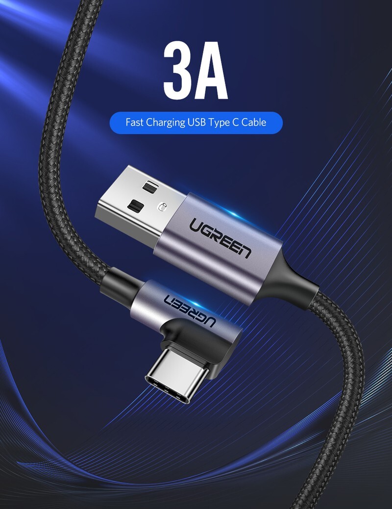 UGREEN USB TYPE C Auf USB A Winkelstecker Kabel 90 Grad Ladekabel ...