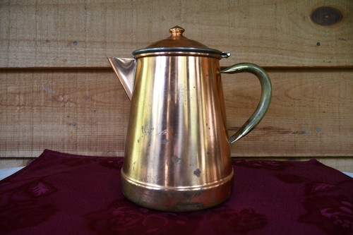 VINTAGE LIDDED COPPER TAGUS SERVER PITCHER WITH BRASS HANDLE - PORTUGAL ...