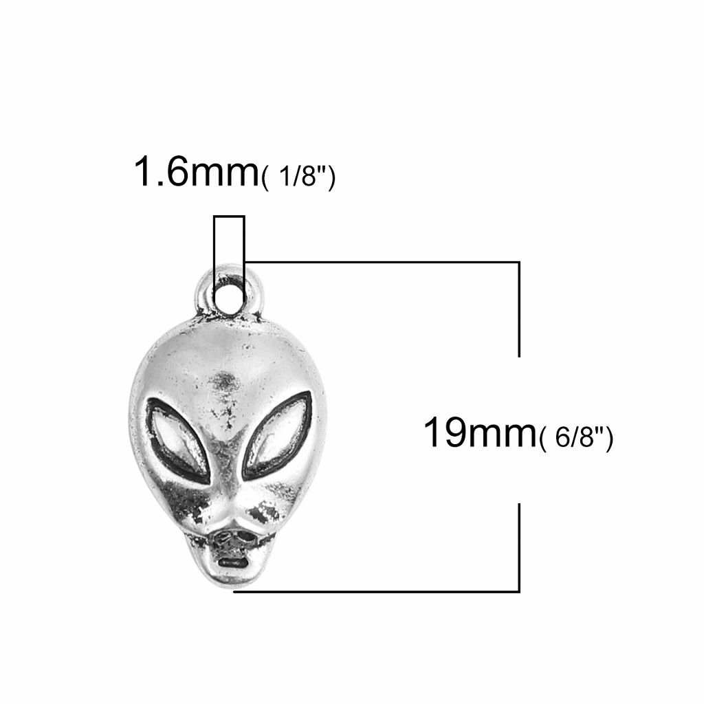 Alien Charms 19mm Wholesale Antiqued Silver Plated Pendants C1511 - 5 ...