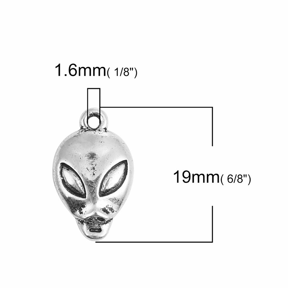 Alien Charms 19mm Wholesale Antiqued Silver Plated Pendants C1511 - 5 ...