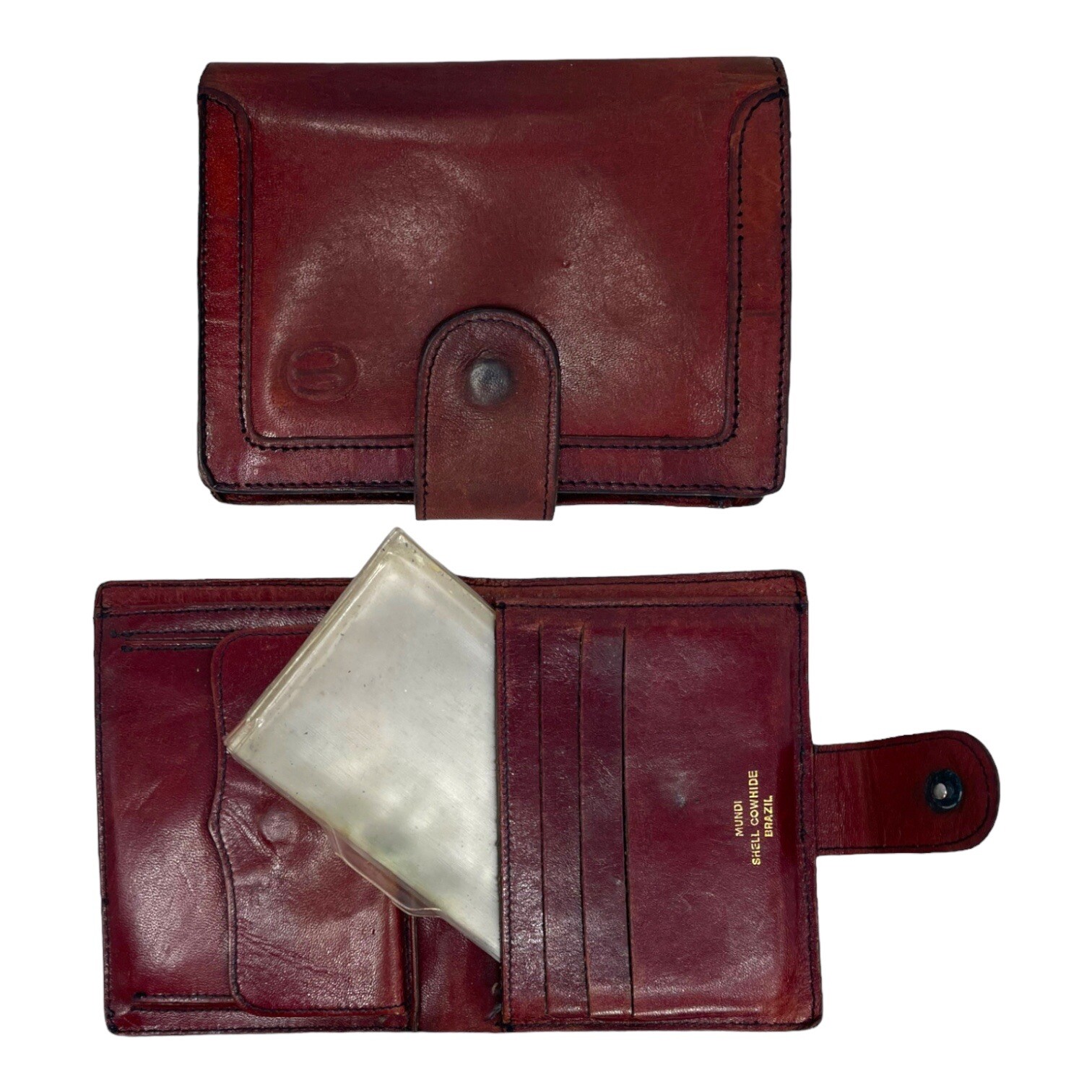 Vintage 80s 90s MUNDI Medium Bifold Leather Wallet Ha… - Gem