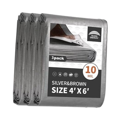 Small Tarps Heavy Duty Waterproof 4x6 4'×6'（3-Pack）-Finished Size ...