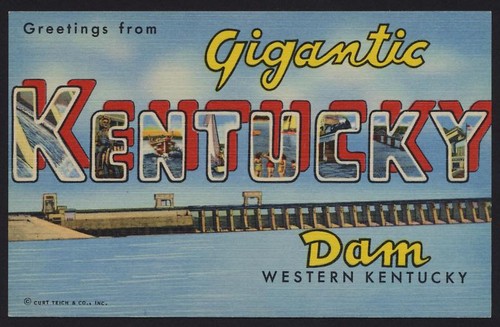 large letter Kentucky Dam linen postcard | eBay