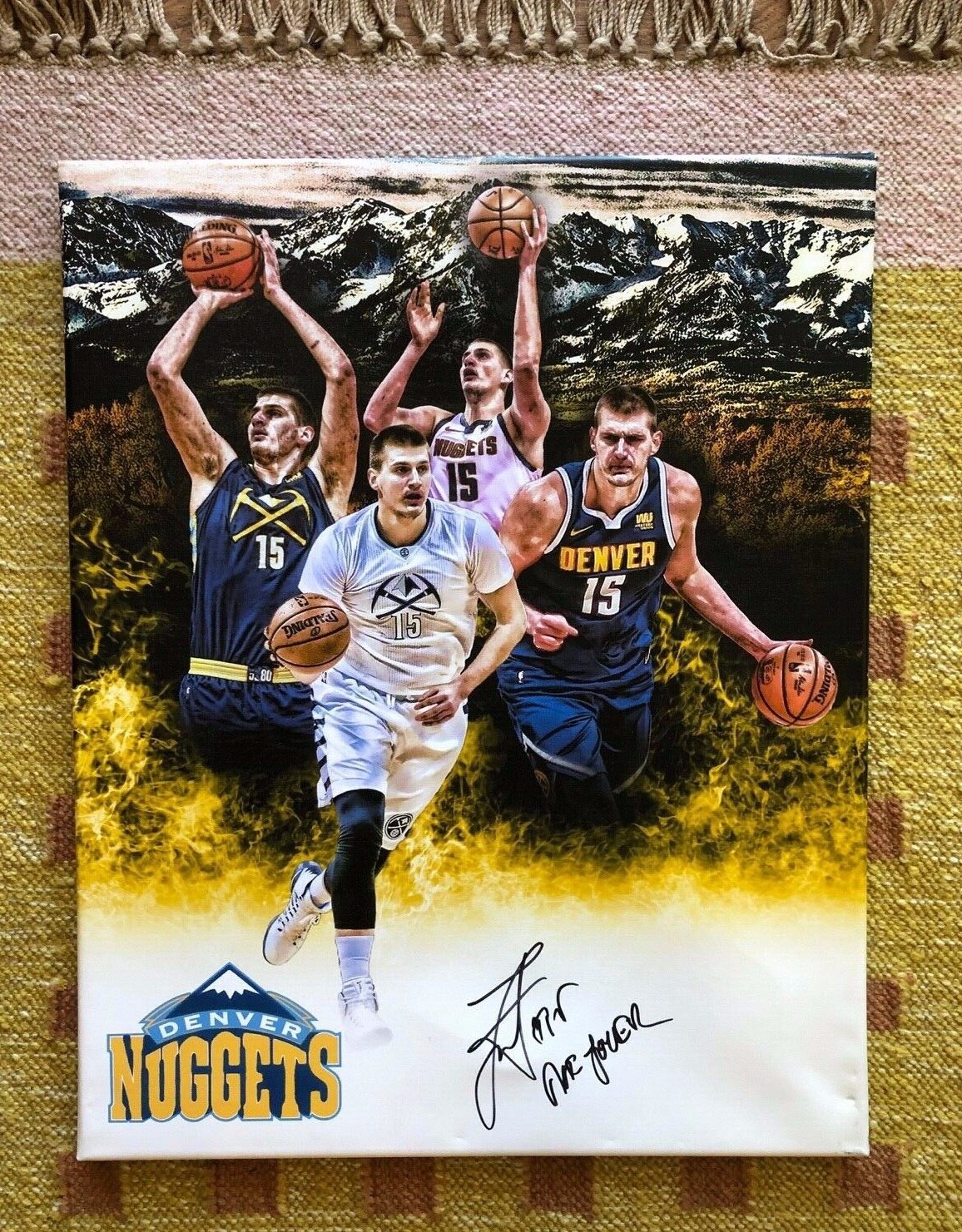 Nikola Jokic VERY RARE Signed Autograph 16x20 Stretched Canvas NBA "The ...