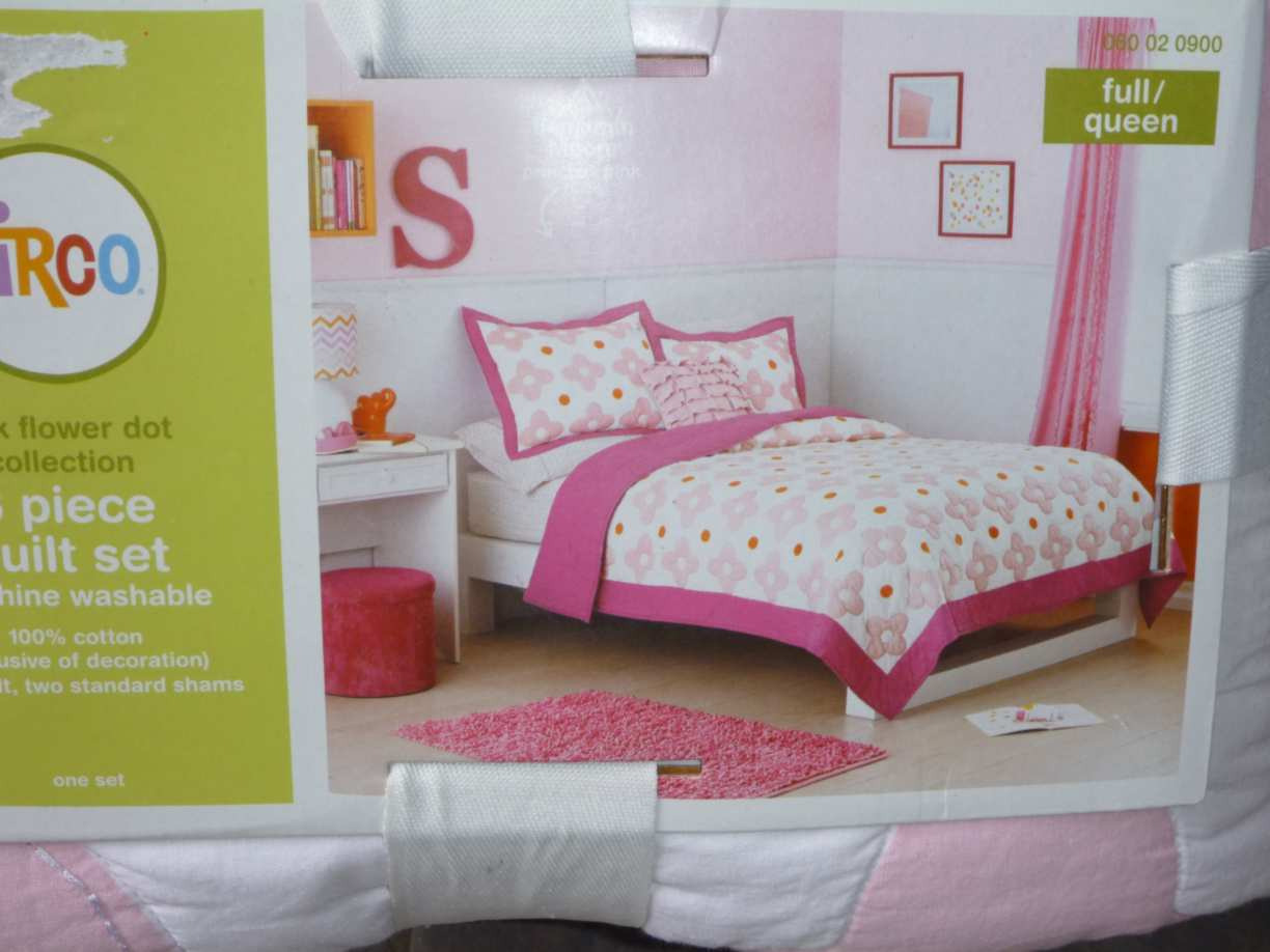 Circo Pink Flower Dot Girls Quilt Sham Bed Set-F/Queen-Twin-Orange ...