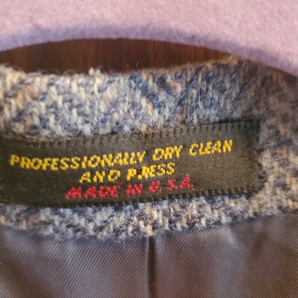 J. Randals Wool Suit Coat mans blue/grey leather patch on elbows 44inch ...