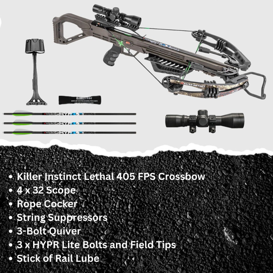 Killer Instinct Lethal 405 Scope Crossbow Package with 4x32 Crossbow ...