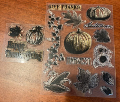 (Bundle of 2) Mini Clear Ink Stamps Thanksgiving Themed | eBay