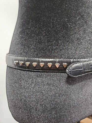 Talbots Heart Studded Black Genuine Leather Belt, Italy Women's Large ...
