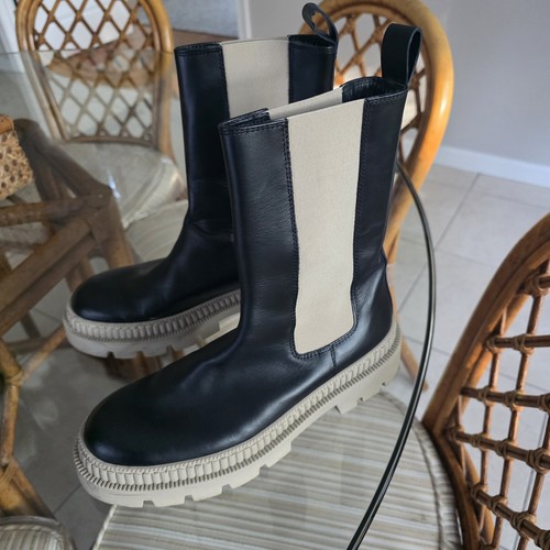 A. Soliani Monza Tall Black Calf Leather/Sand Boots Size 40 RRP $318 | eBay