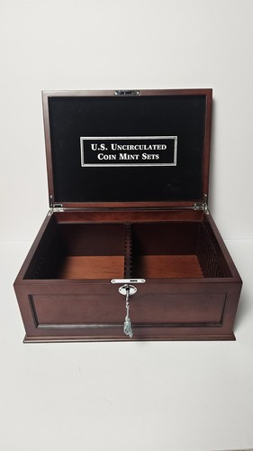 PCS Stamps & Coins Uncirculated Mint Set Collection Wooden Display CASE ...