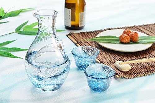 Toyo Sasaki Japanese Cold Sake Glass Set Carafe 300ml Tokkuri Ochoko ...