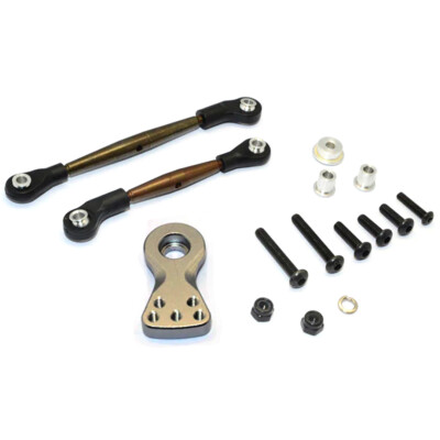 GPM Spring Steel Steering Tie Rod w/Servo Horn Grey for Tamiya Lunch ...