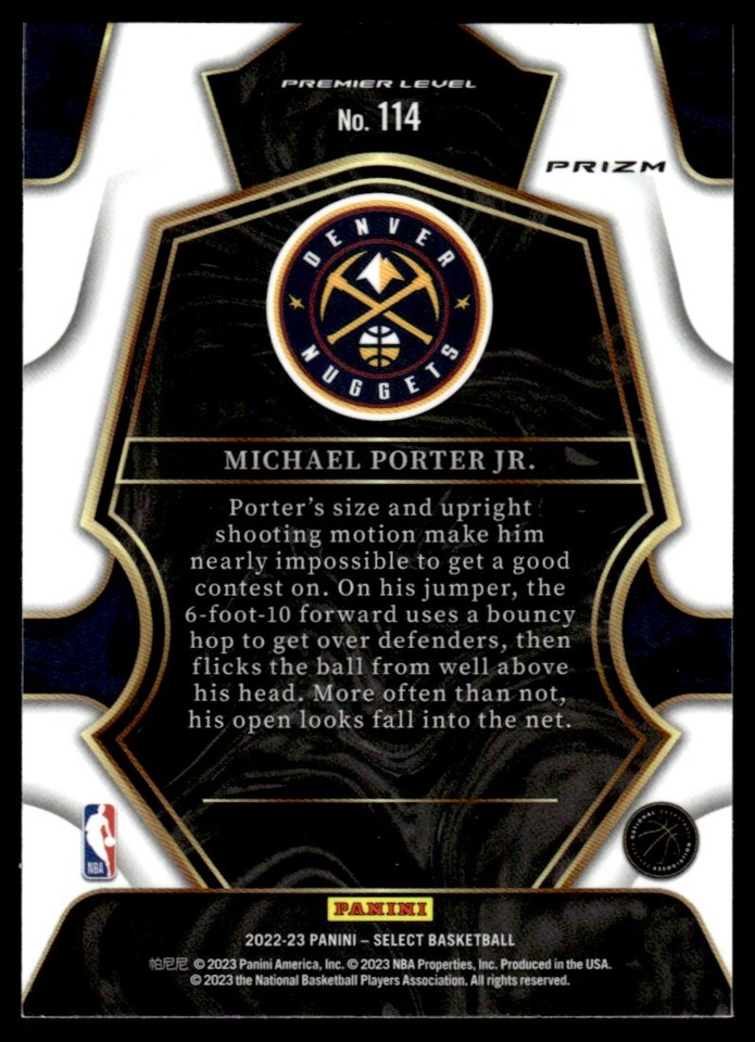 2022-23 Panini Select Scope Prizm Michael Porter Jr. Denver Nuggets ...