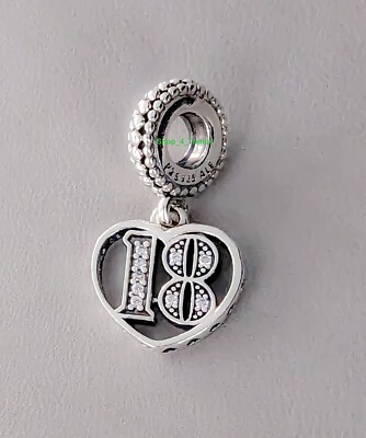 New 100% PANDORA 797262CZ Number 18 18th Birthday Celebration Pave 925 ...