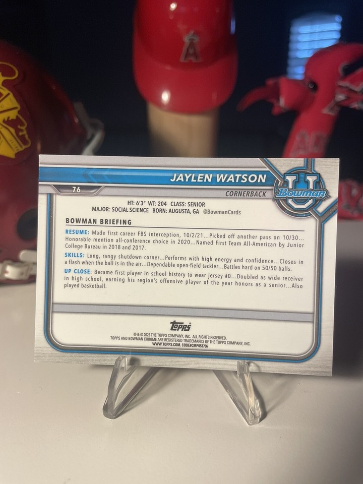 JAYLEN WATSON 2021-22 BOWMAN UNIVERSITY 1ST CHROME GOLD SHIMMER ...