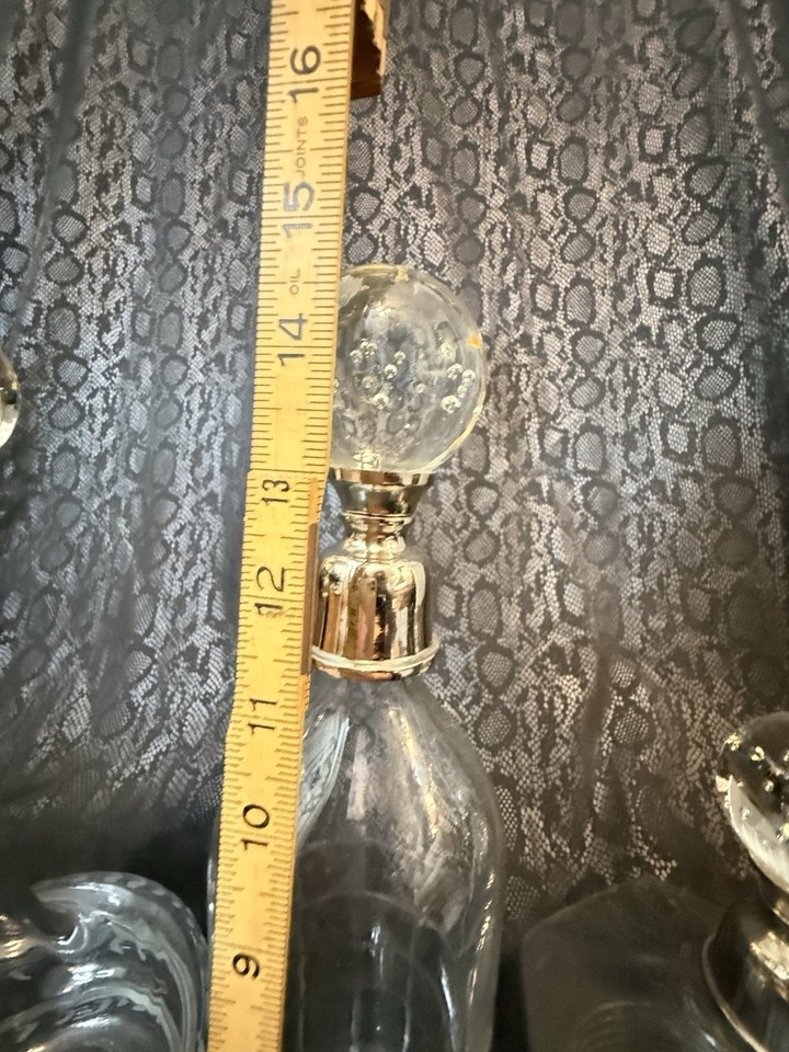3 Vintage Decanters~Bourbon Scotch Spirits~Unique Shapes-Clear Glass ...