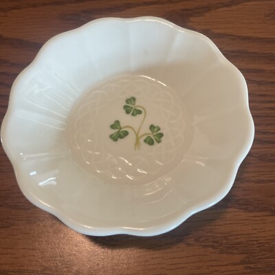 Vintage Irish Parian Donegal China Trinket Pin Candy Dish Shamrocks | eBay