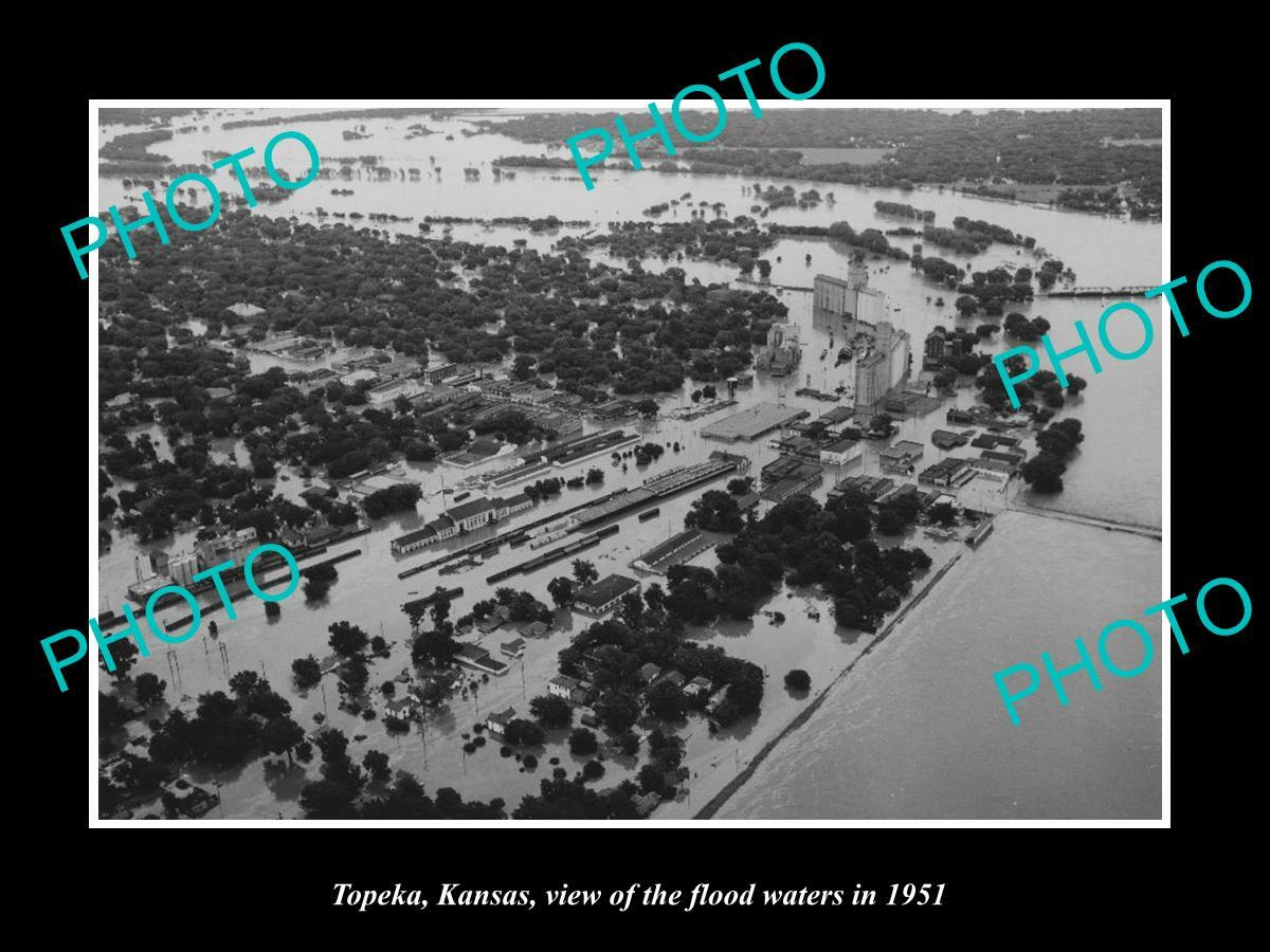 OLD 8x6 HISTORIC PHOTO OF TOPEKA KANSAS AERIAL VIEW OF 1951 FLOODS ON ...