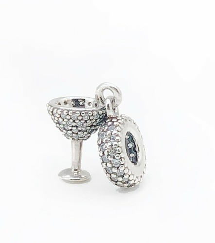 NEW Authentic PANDORA 925 Celebration Pave Cocktail Glass Charm Pendant ...