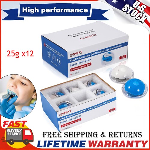 12Pcs Dental Hydrophilic Firmer Teeth Impression Putty Fast Set Silicon ...