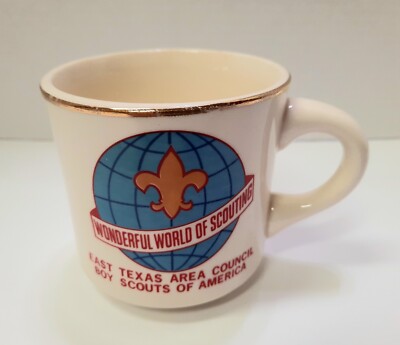 Boy Scouts of America Mug East Texas Council Made in USA Vintage Gold ...