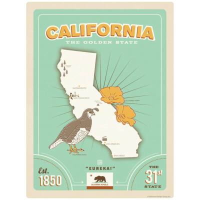 California Golden State Map Decal Peel and Stick Decor | eBay
