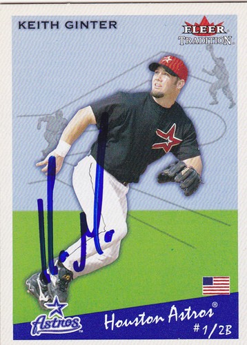 KEITH GINTER HOUSTON ASTROS SIGNED BASEBALL CARD MILWAUKEE BREWERS ...