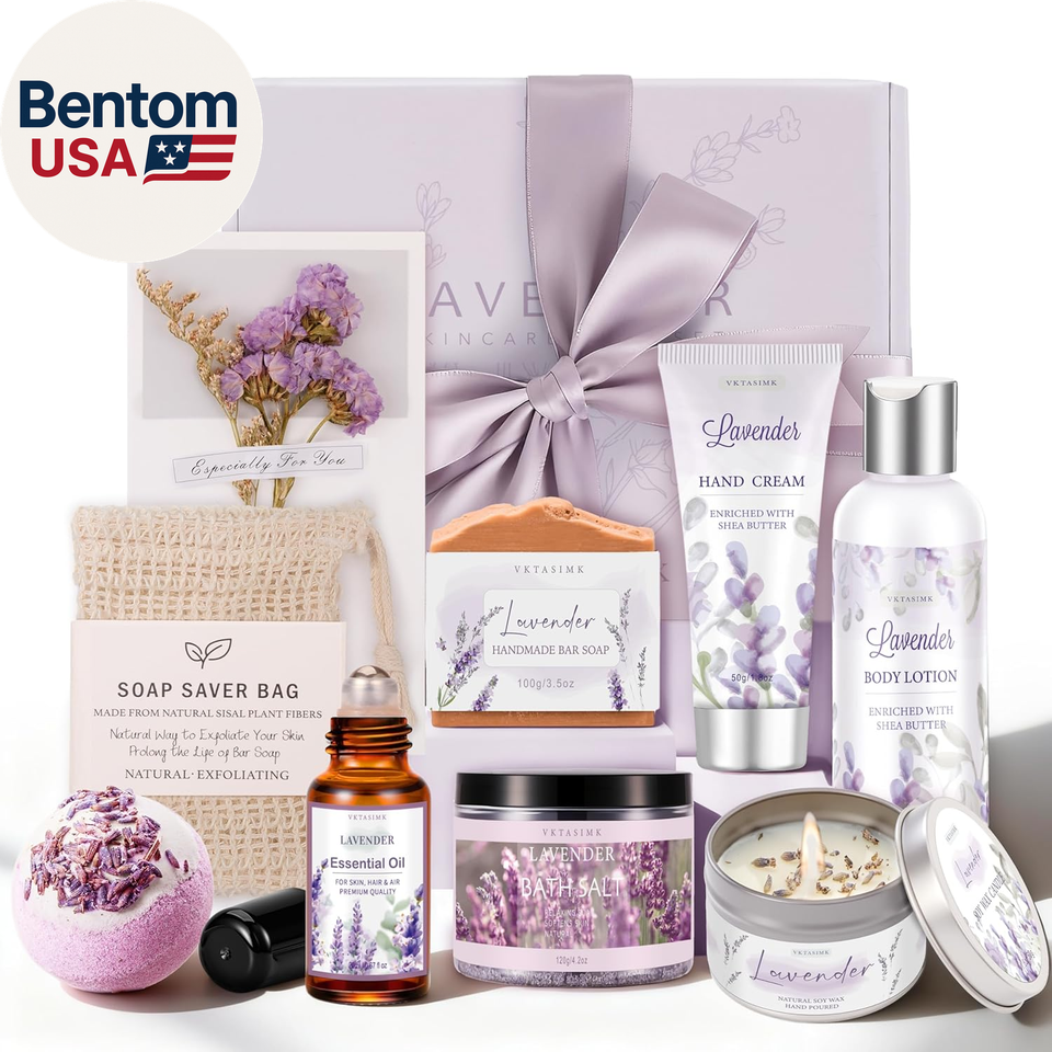 Lavender Spa Gift Basket for Women Bath Body Set Birthday Mothers Day ...