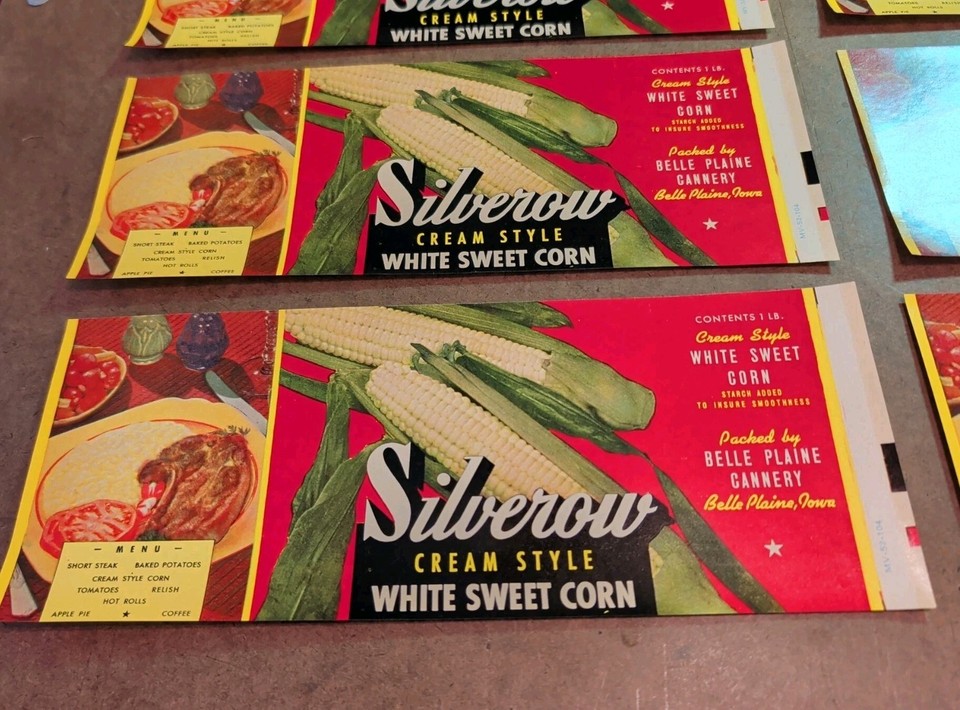 1952 Silverow Cream White Sweet Corn Label..Belle Plaine, Iowa ...