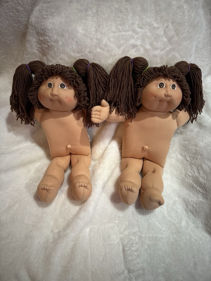 Cabbage Patch Twin Girls, Brown Hair And Eyes, 1985, Hm2 With Birth ...