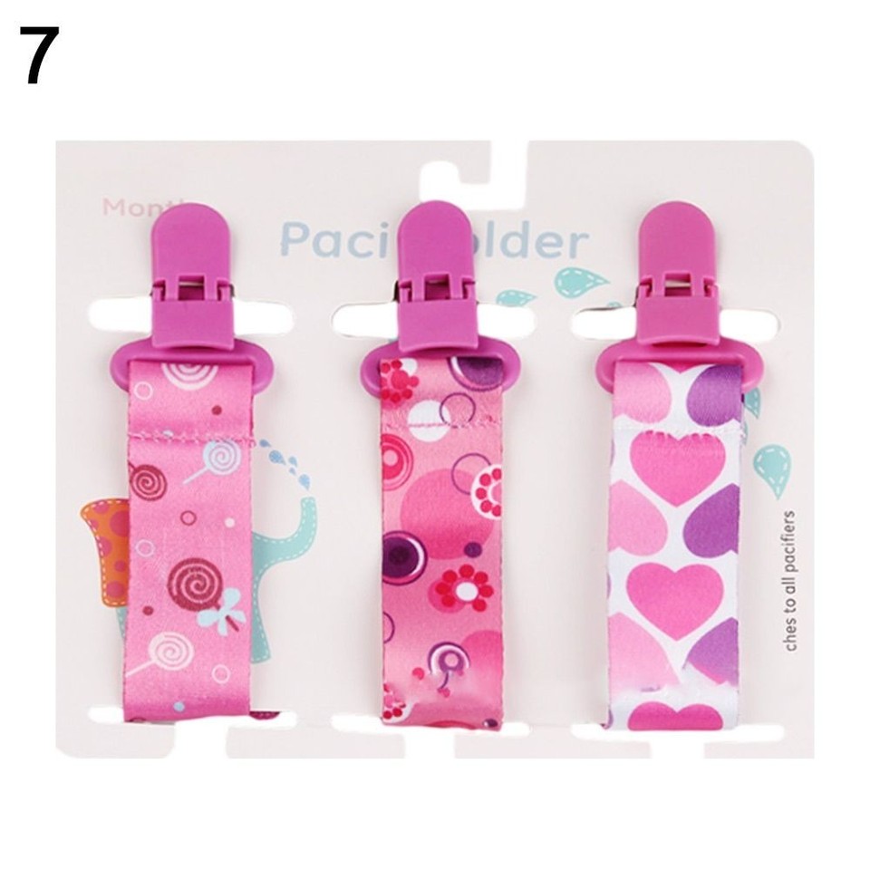 3PCs Pacifier Chain Bracket Dummy Clips Cartoon Print Pacifier Chain ...