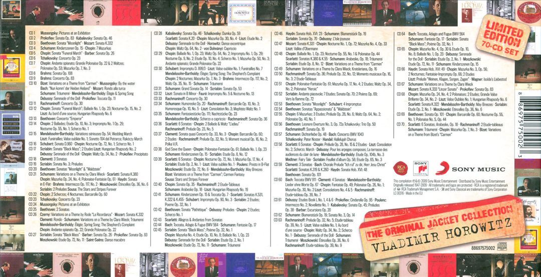VLADIMIR HOROWITZ VLADIMIR HOROWITZ: THE COMPLETE ORIGINAL JACKET ...