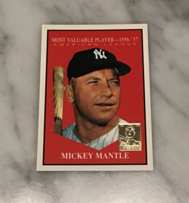 1996 TOPPS MICKEY MANTLE REPRINT MVP 1956 TO 1957 COMMEMORATIVE CARD ...