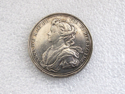 1703 England QUEEN ANNE Silver Medal by Croker The Spanish Succession ...