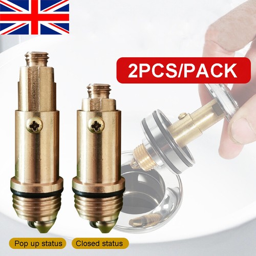 2 PACK Brass Basin Sink Bath Replacement Waste Easy Pop Up Click Clack ...
