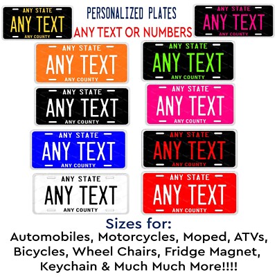Any Text Any Color Customize License Metal Plate Tag Auto Car Bicycle ATV Bike | eBay
