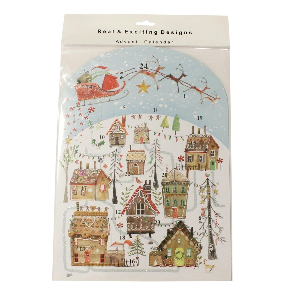 Traditional Christmas Advent Calendar with 24 Windows - Gingerbread ...