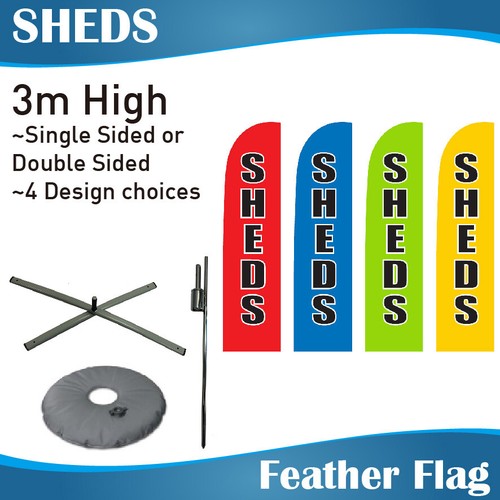3m Outdoor SHEDS Flags Banner Feather Flag with Base | eBay Australia