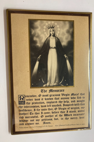 1933 The Memorare prayer Virgin Mary image framed Catholic Christian | eBay