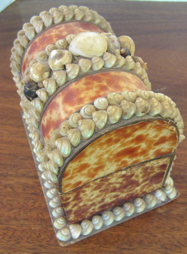 antique shell box with tortoise shell paper - a long ago beach souvenir ...