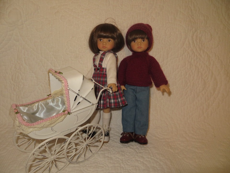 10" Two 2 Boneka Dolls Full set with Extra Outfits and Carriage! Boy ...