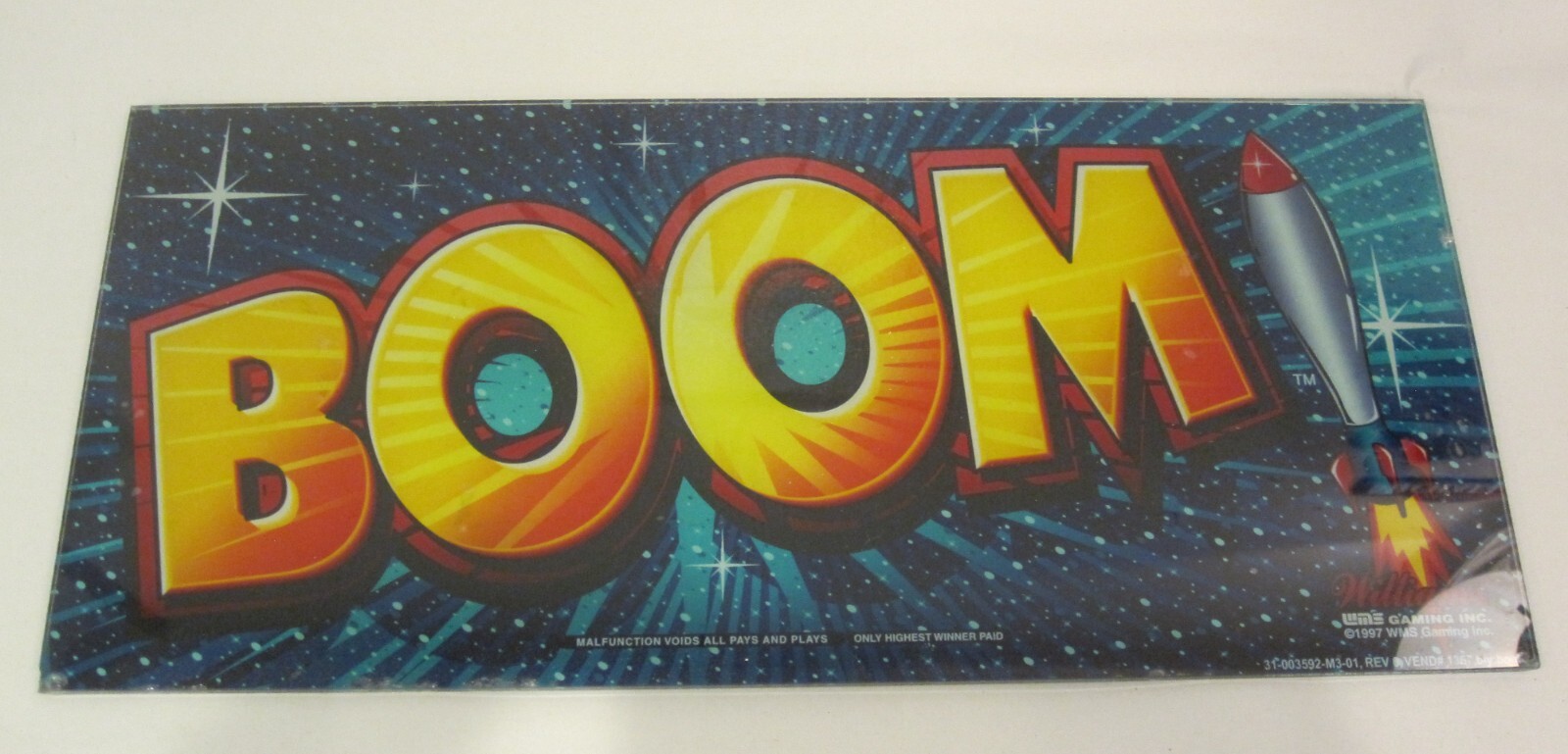 Rare BOOM! Slot Machine REPLACEMENT Belly Glass by Williams Gaming 1997 ...