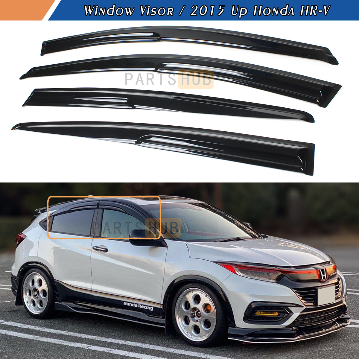 For 2015-2022 Honda HR-V HRV JDM 3D Wavy Mugen Style Window Visors Rain ...