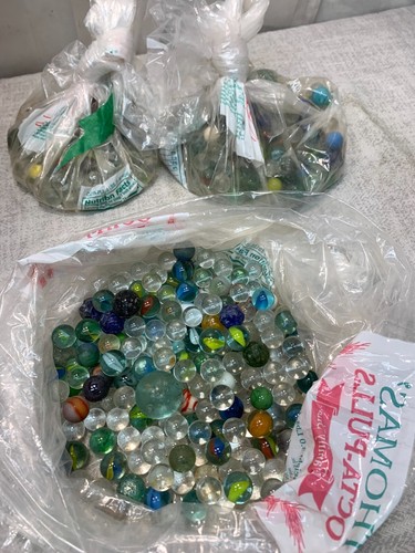 400-450 Piece 4 Lbs Approx Mixed Lot VTG Glass Marbles Clear & Mixed ...