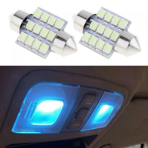 2pcs 31mm 3w 12-SMD 2835 LED Bulbs Car Interior Blue Lights Festoon ...