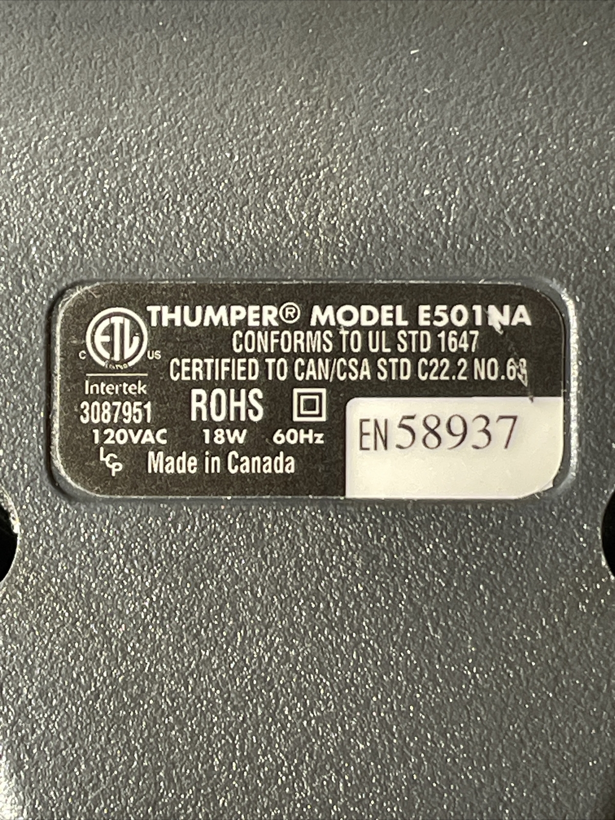 Thumper Sport Percussive Massager E501NA Deep Tissue use Massager for ...