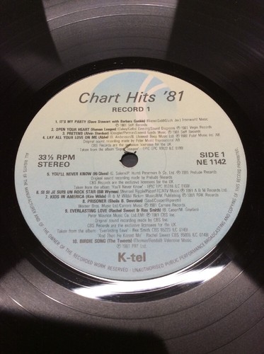 Chart Hits 81 Volume 1 Compilation LP Album Vinyl Record NE1142 Pop 80 ...