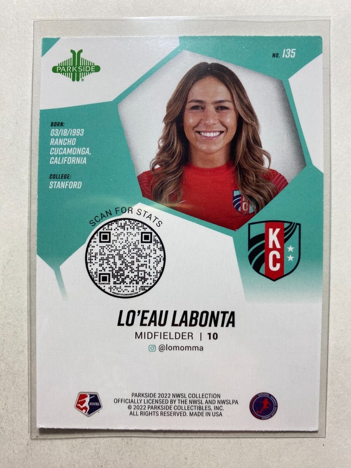 Lo'eau LaBonta 2022 Kansas City Current #135 Parkside NWSL Foil Board ...
